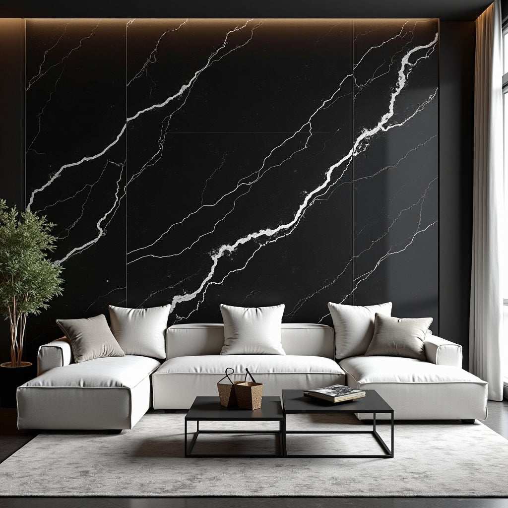 Deep Black Marble PVC Wall Panel 8x4 - Fireproof, Waterproof - Only $79 ...